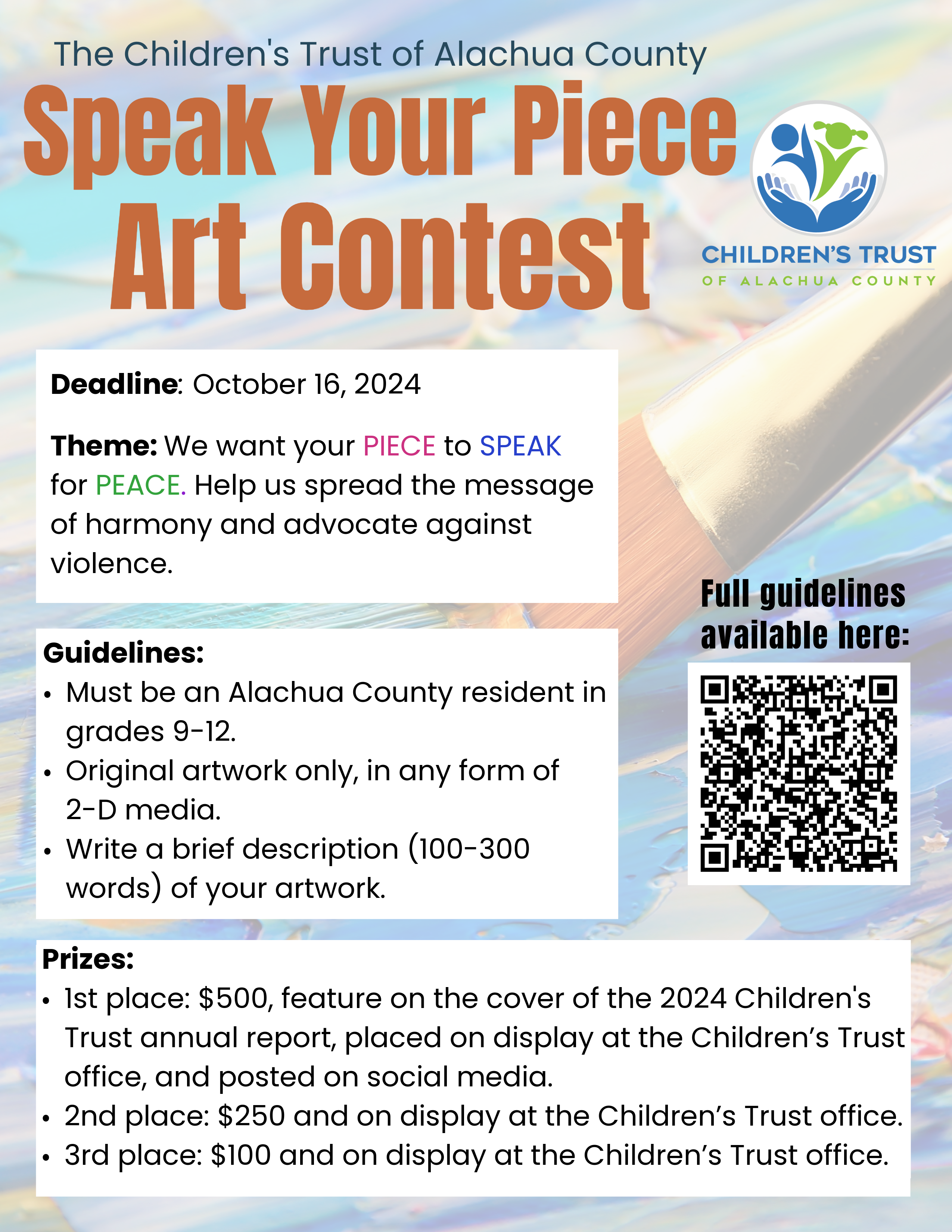 Speak Your Piece Art Contest | Children's Trust of Alachua County, Florida